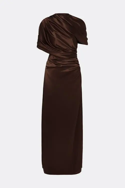 MALINA Cassia Draped Fitted Maxi Dress