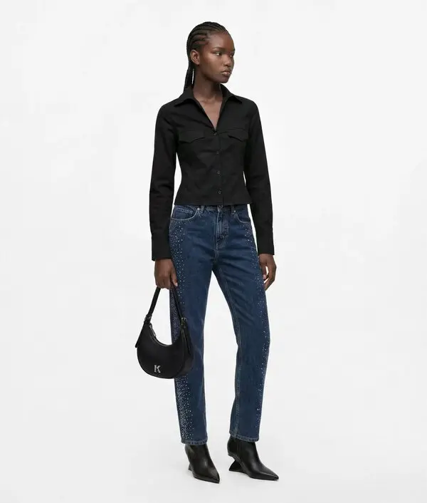 KL JEANS Fitted V-neck Shirt With Chest Pockets
