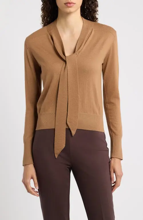 Kobi Halperin Felicity Merino Wool Tie Neck Sweater - Bourbon