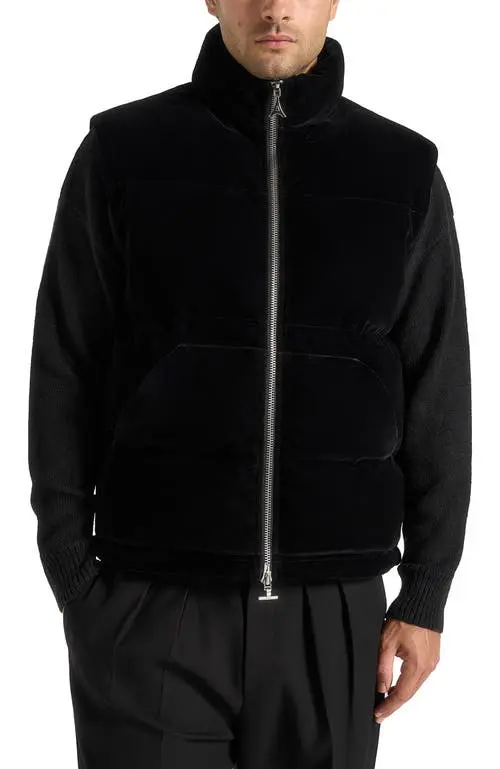 Manière De Voir Velvet Puffer Gilet With Dual-zip Fastening