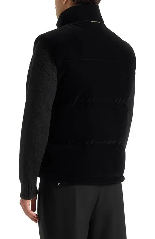Manière De Voir Velvet Puffer Gilet With Dual-zip Fastening