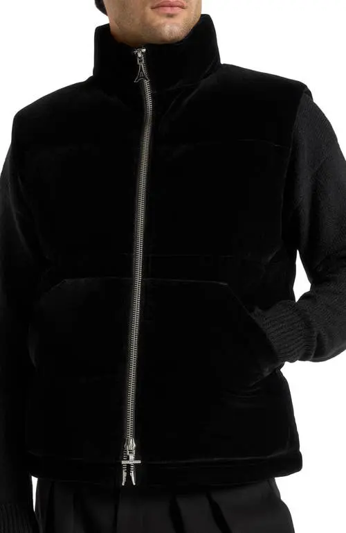 Manière De Voir Velvet Puffer Gilet With Dual-zip Fastening