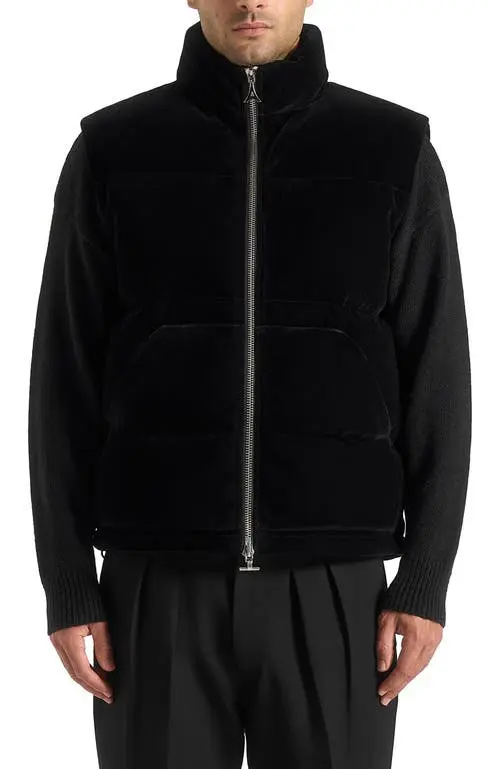 Manière De Voir Velvet Puffer Gilet With Dual-zip Fastening