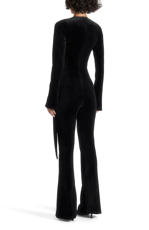 Manière De Voir Solel Velour Wrap Jumpsuit