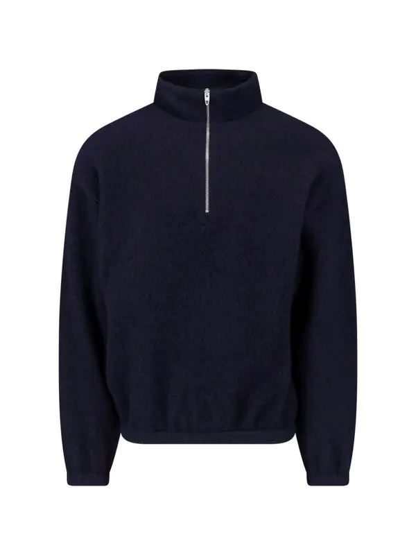 JIL SANDER Zip Sweater In Wool Blend - Blue