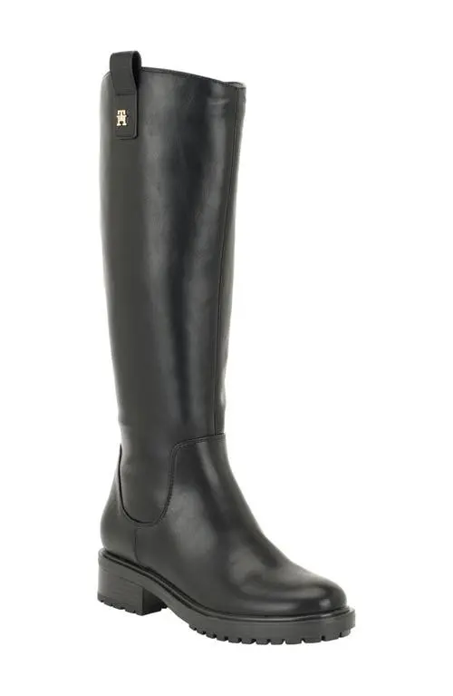 Tommy Hilfiger Ashere Knee High Faux Leather Boot - Black