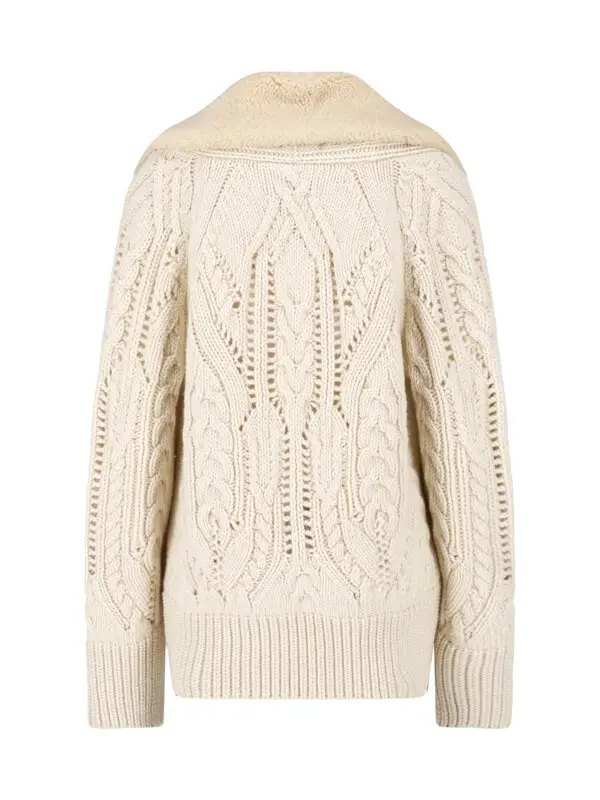 Ermanno Scervino Cardigan In Virgin Wool And Shearling