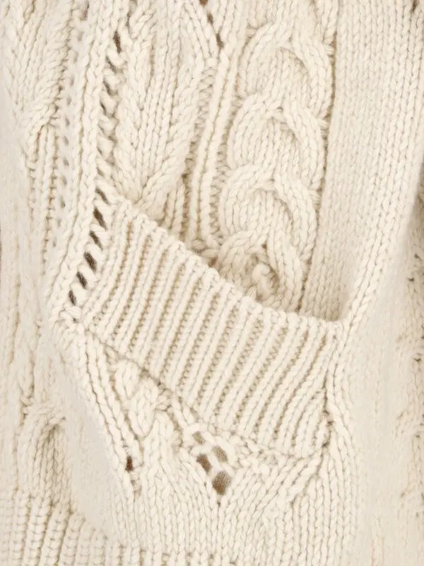 Ermanno Scervino Cardigan In Virgin Wool And Shearling