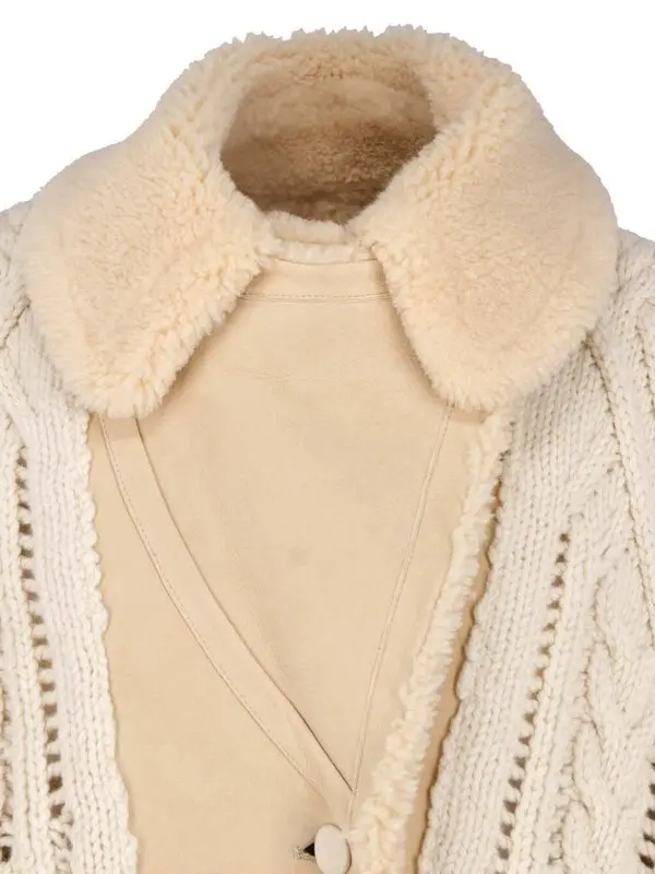 Ermanno Scervino Cardigan In Virgin Wool And Shearling