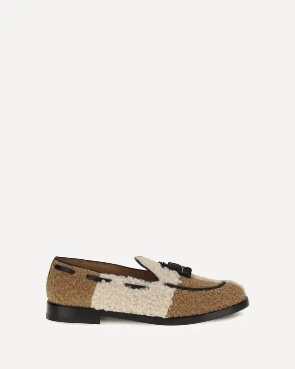 Fratelli Rossetti Two-tone Bouclé-effect Loafers - Beige