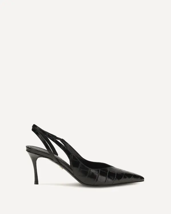 FERRAGAMO Crocodile-effect Leather Slingback Pumps