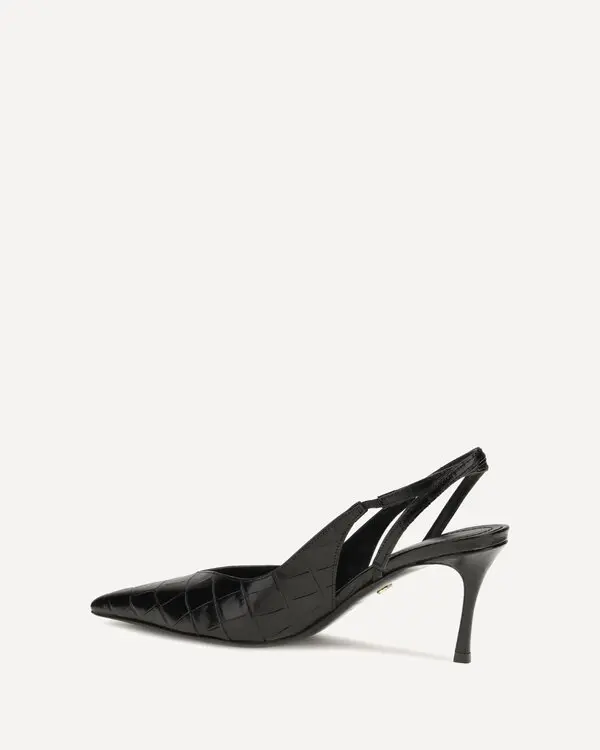 FERRAGAMO Crocodile-effect Leather Slingback Pumps