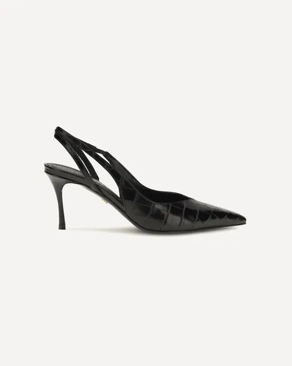 FERRAGAMO Crocodile-effect Leather Slingback Pumps