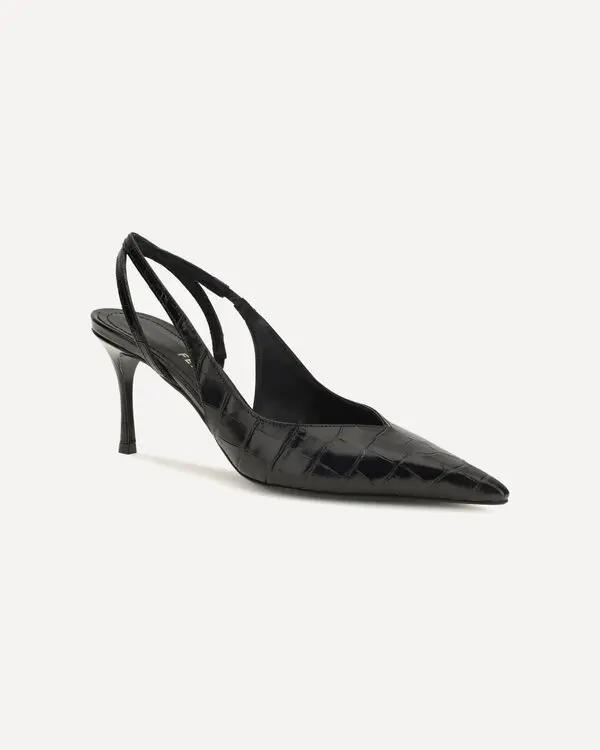 FERRAGAMO Crocodile-effect Leather Slingback Pumps