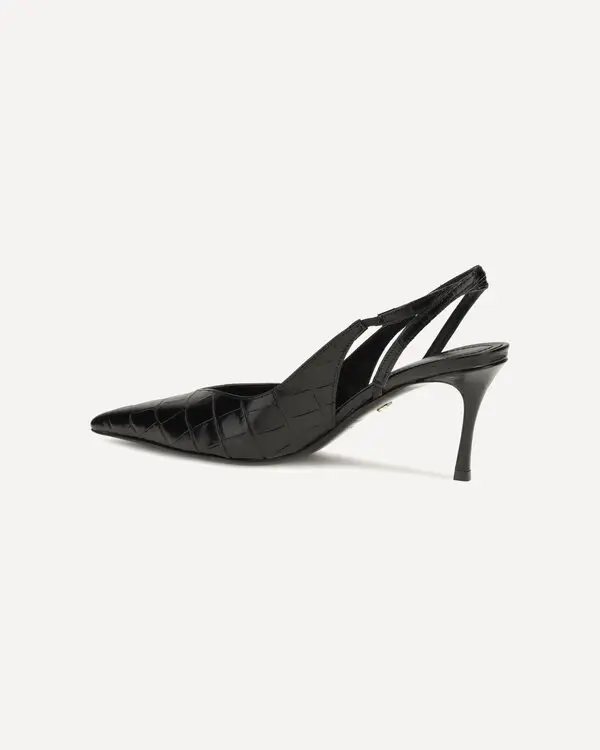 FERRAGAMO Crocodile-effect Leather Slingback Pumps