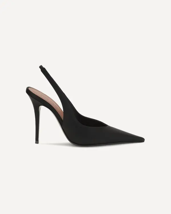 Amina Muaddi Anok Satin Slingback Pumps
