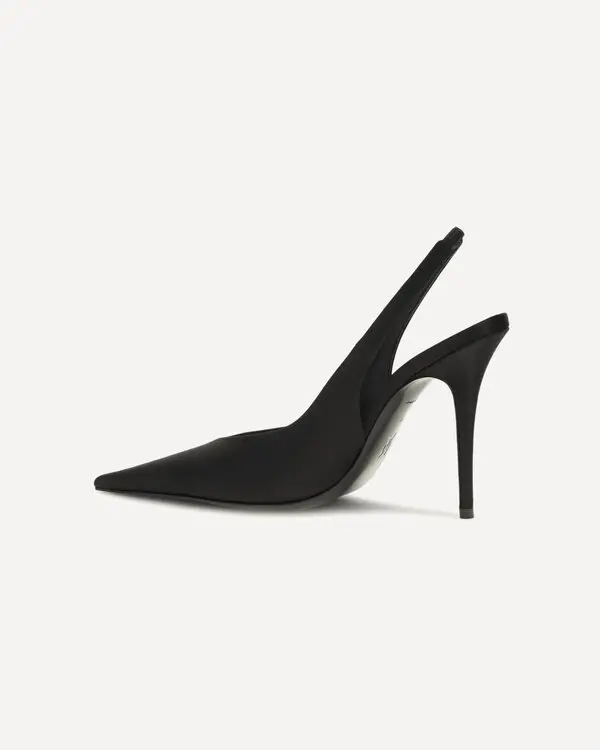 Amina Muaddi Anok Satin Slingback Pumps