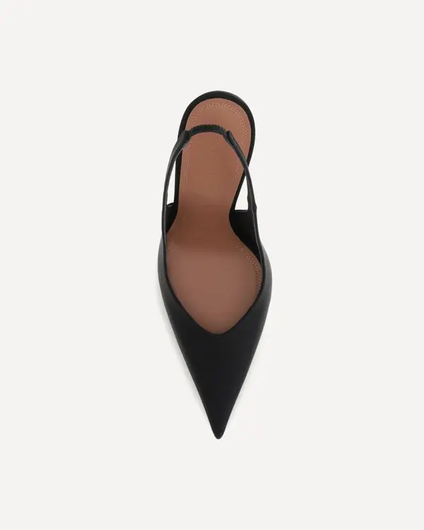 Amina Muaddi Anok Satin Slingback Pumps