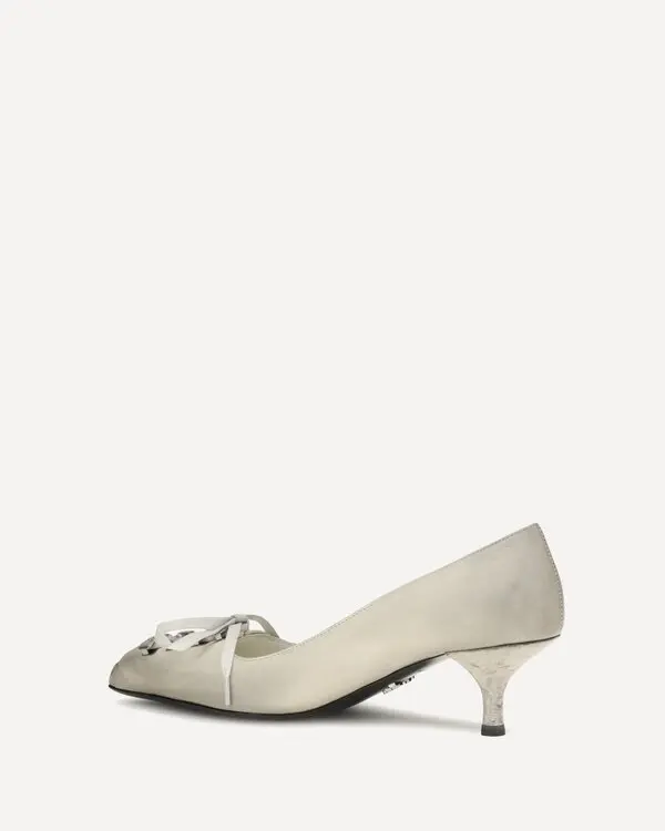 Prada Lace-up Antique-finish Leather Pumps
