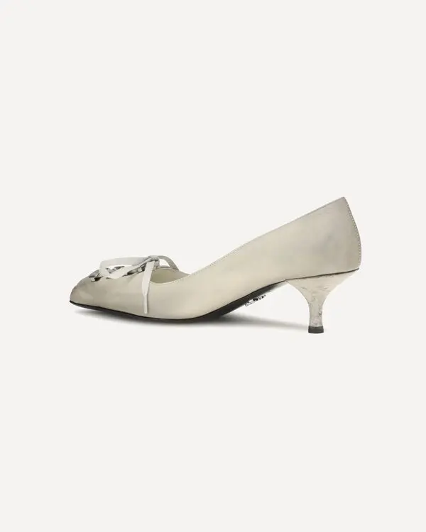 Prada Lace-up Antique-finish Leather Pumps