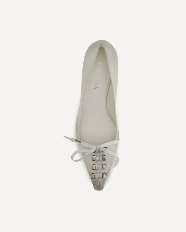 Prada Lace-up Antique-finish Leather Pumps