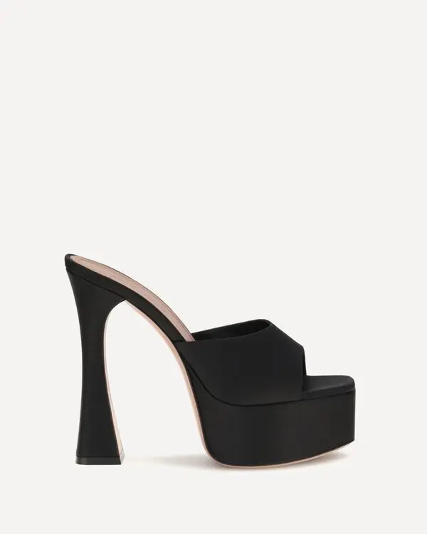Amina Muaddi Dalida Satin Sandals - Black