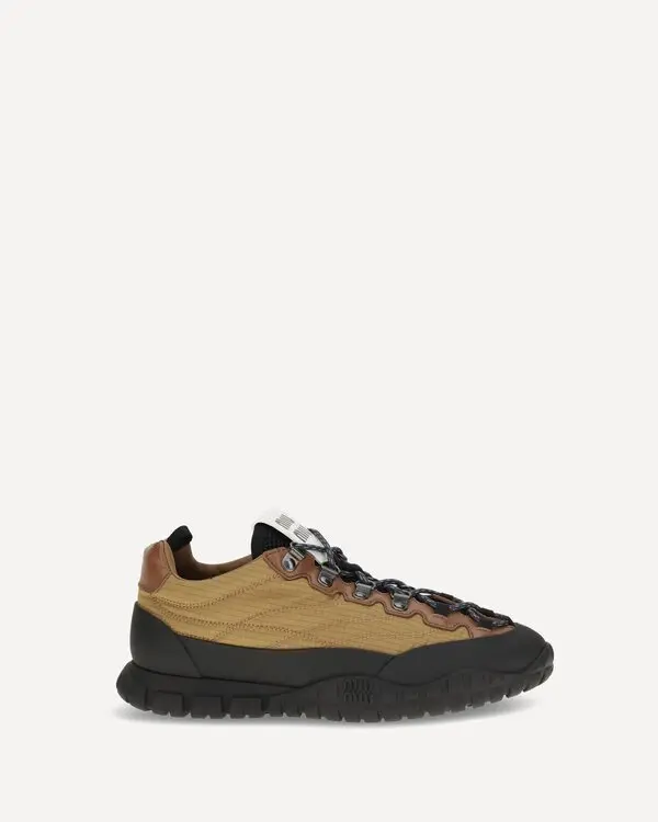 Miu Miu Ripstop Lace-up Sneakers - Beige