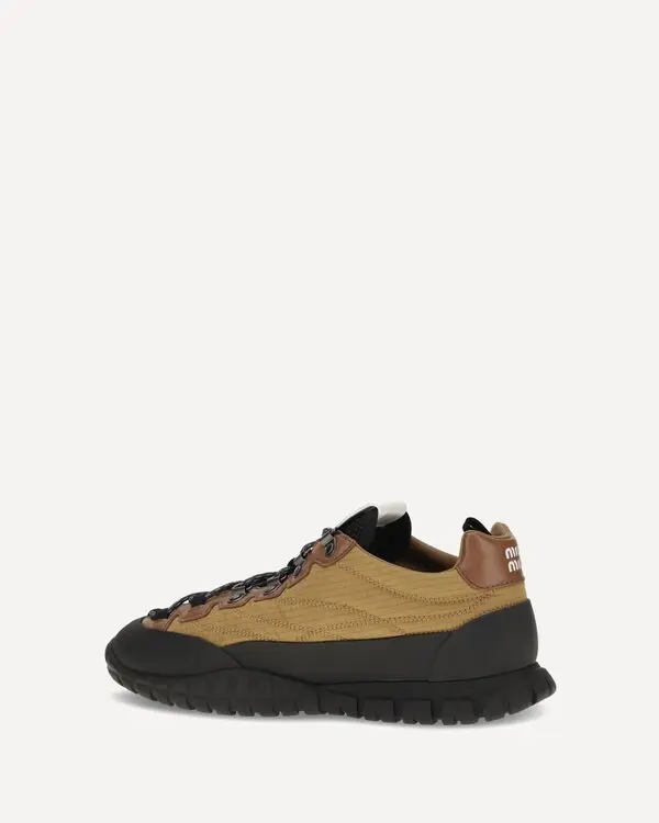 Miu Miu Ripstop Lace-up Sneakers - Beige