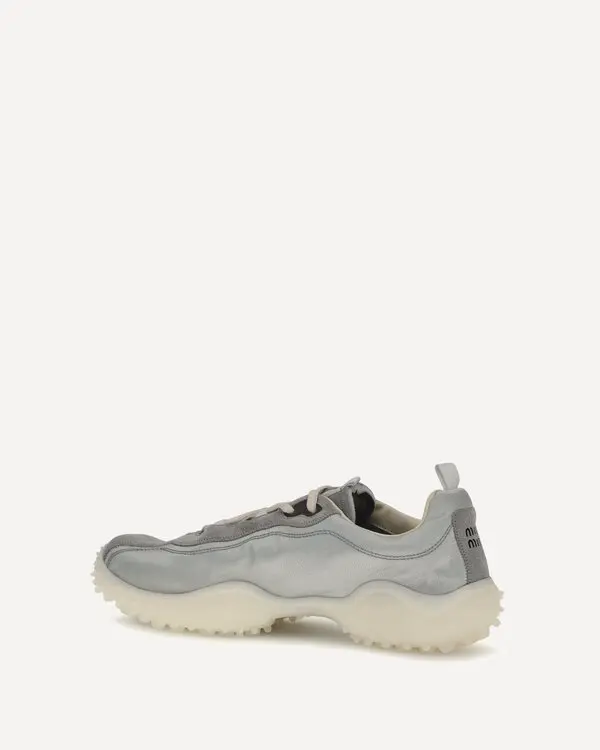Miu Miu Bubble Sneakers In Technical Fabric And Suede - Grey