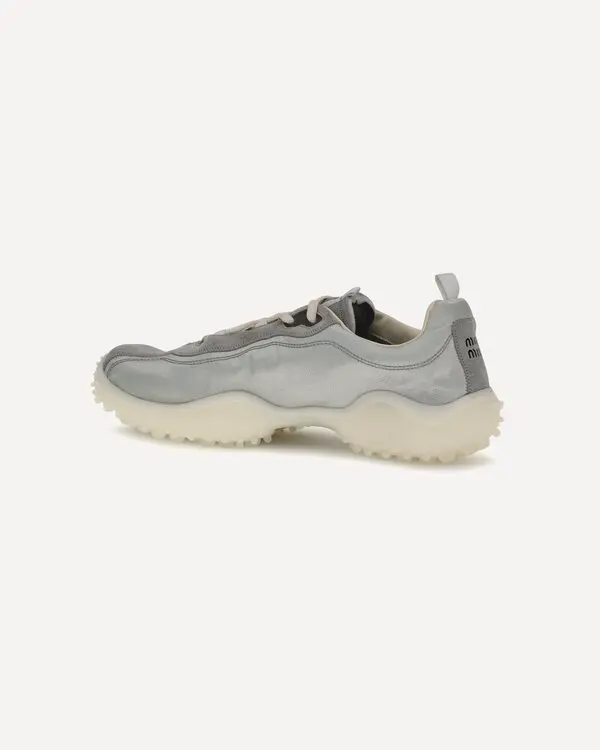 Miu Miu Bubble Sneakers In Technical Fabric And Suede - Grey