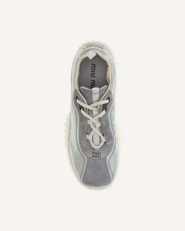 Miu Miu Bubble Sneakers In Technical Fabric And Suede - Grey