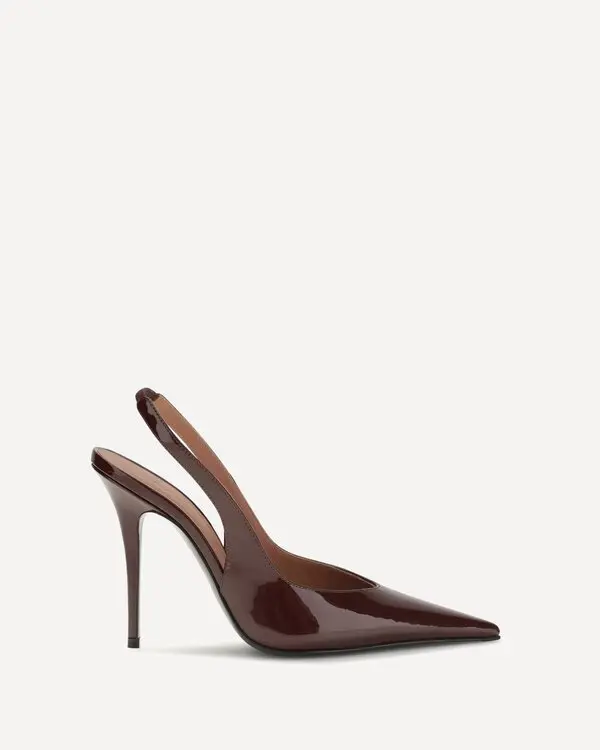 Amina Muaddi Anok Patent Leather Slingback Pumps - Bordeaux