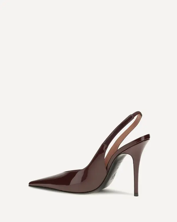 Amina Muaddi Anok Patent Leather Slingback Pumps