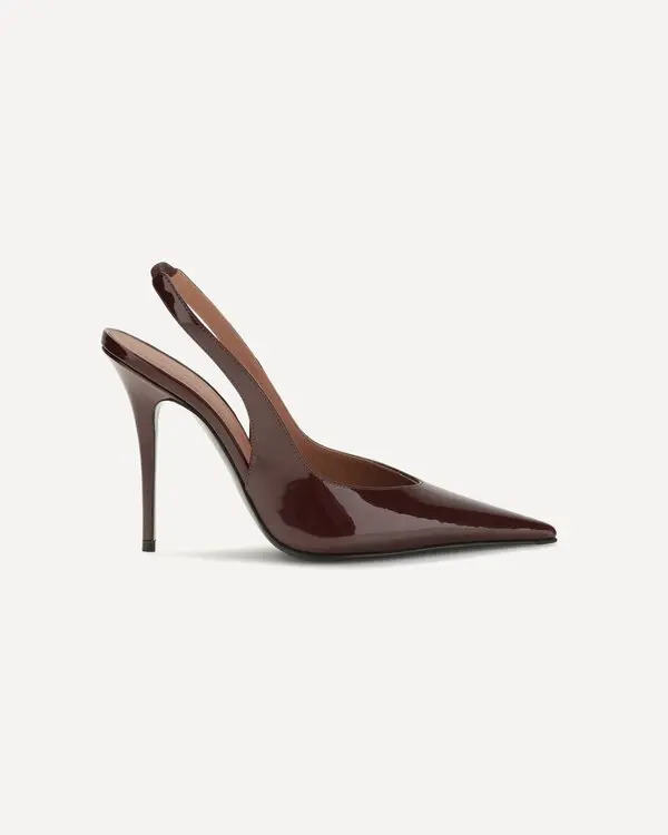 Amina Muaddi Anok Patent Leather Slingback Pumps