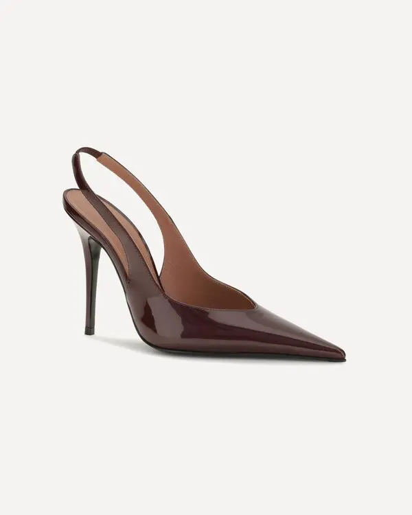 Amina Muaddi Anok Patent Leather Slingback Pumps