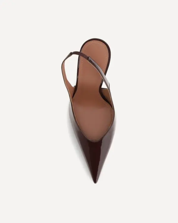 Amina Muaddi Anok Patent Leather Slingback Pumps