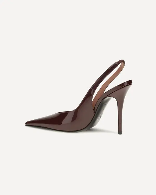 Amina Muaddi Anok Patent Leather Slingback Pumps - Bordeaux
