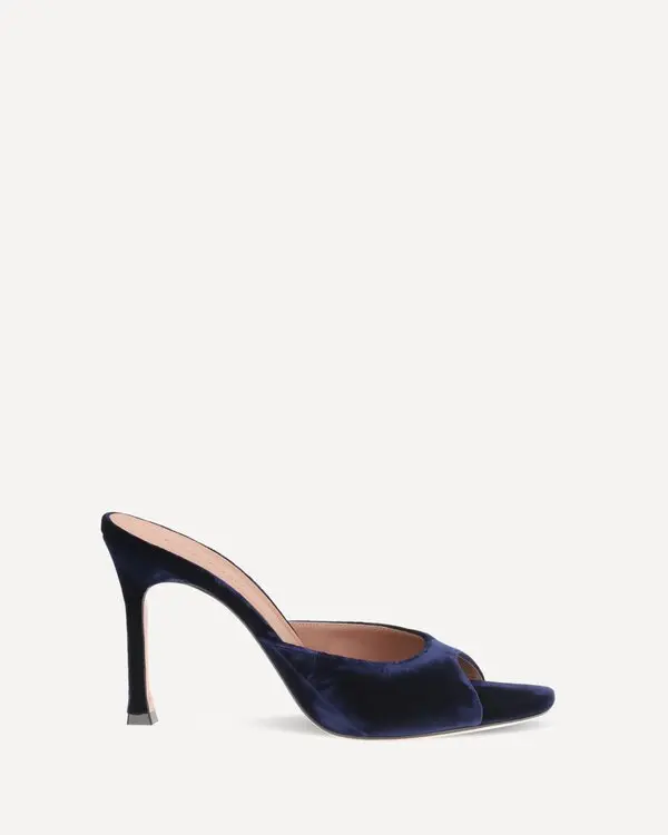 Amina Muaddi Alexa Velvet Sandals - Blue