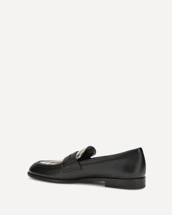 Burberry Opal Leather And Check Loafers