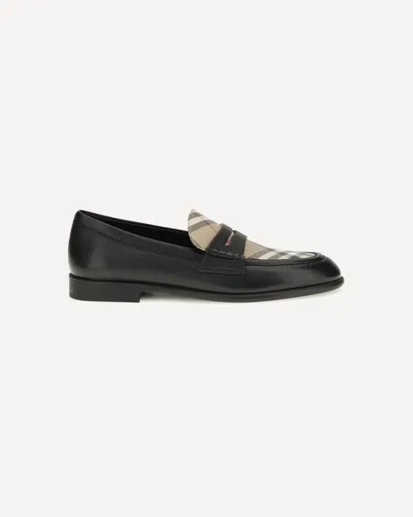Burberry Opal Leather And Check Loafers