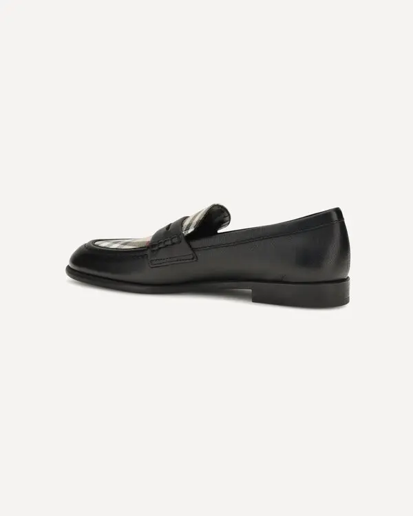 Burberry Opal Leather And Check Loafers
