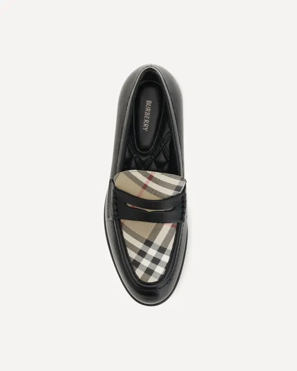 Burberry Opal Leather And Check Loafers