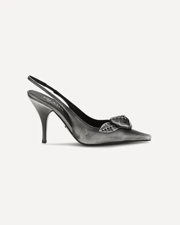 Prada Floral-detail Leather Slingback Pumps