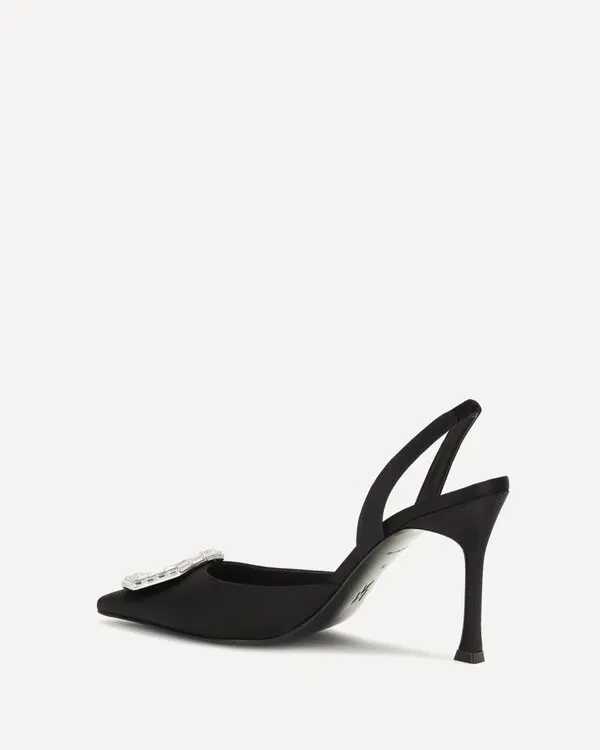 Amina Muaddi Camelia Satin Slingback Pumps