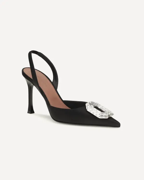 Amina Muaddi Camelia Satin Slingback Pumps