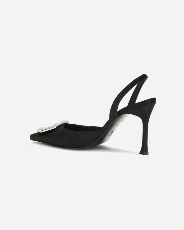 Amina Muaddi Camelia Satin Slingback Pumps