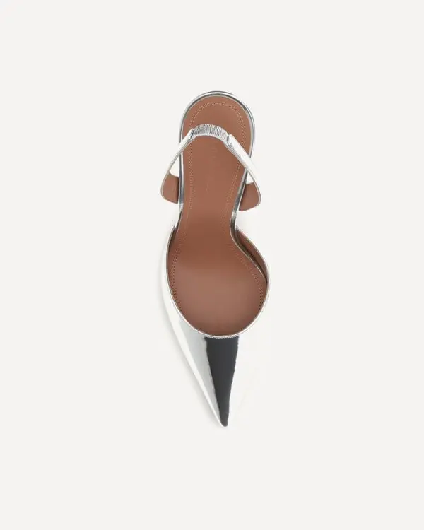 Amina Muaddi Holli Mirror-finish Slingback Pumps