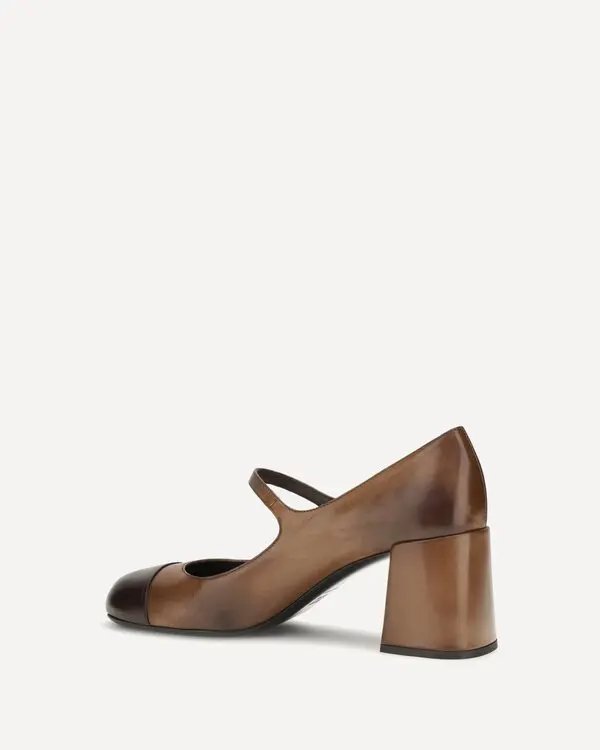 Miu Miu Leather Mary Jane Ballerinas With Block Heel