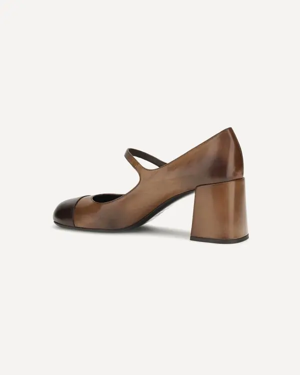Miu Miu Leather Mary Jane Ballerinas With Block Heel
