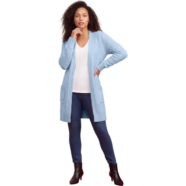 Roaman's Eyelash Cardigan - Pale Blue